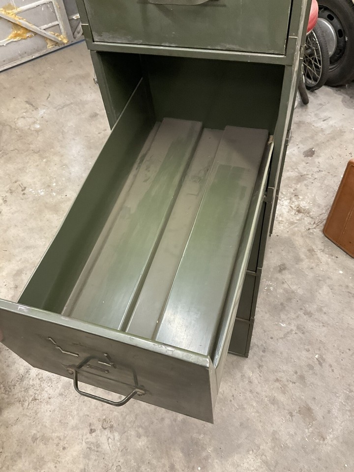 Vintage Army Green Military Stacking Modular Steel Filing Cabinet ...