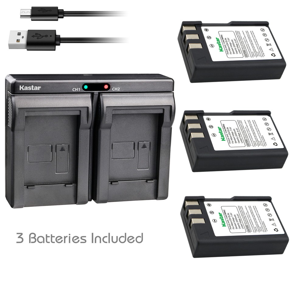 Kastar Battery Dual USB Charger for Nikon D3000 D5000 Camera Battery ...
