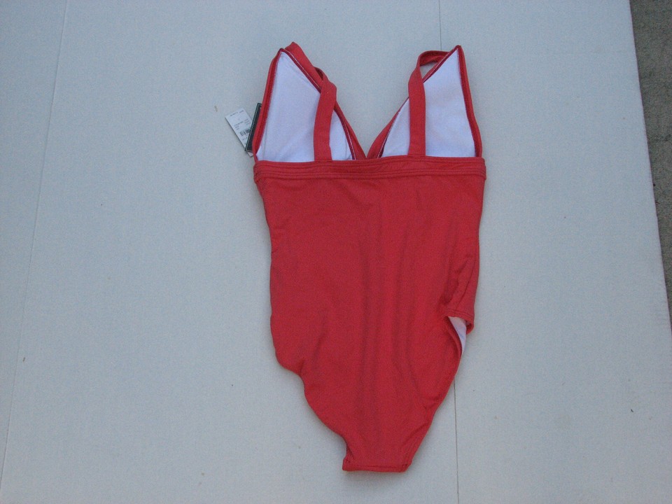 NWT Reyn Spooner Women Solid Red V Neck 1 PC Bathing Suit | eBay