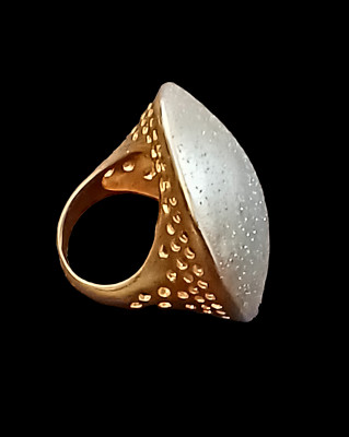 925 Sterling Silver Yellow Gold Vermeil Vintage Large Moon Dust Ring ...