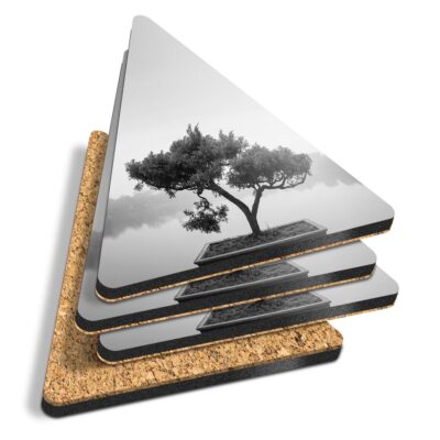4x Triangle Coasters - BW - Bonsai Japanese Trees #38933 | eBay UK