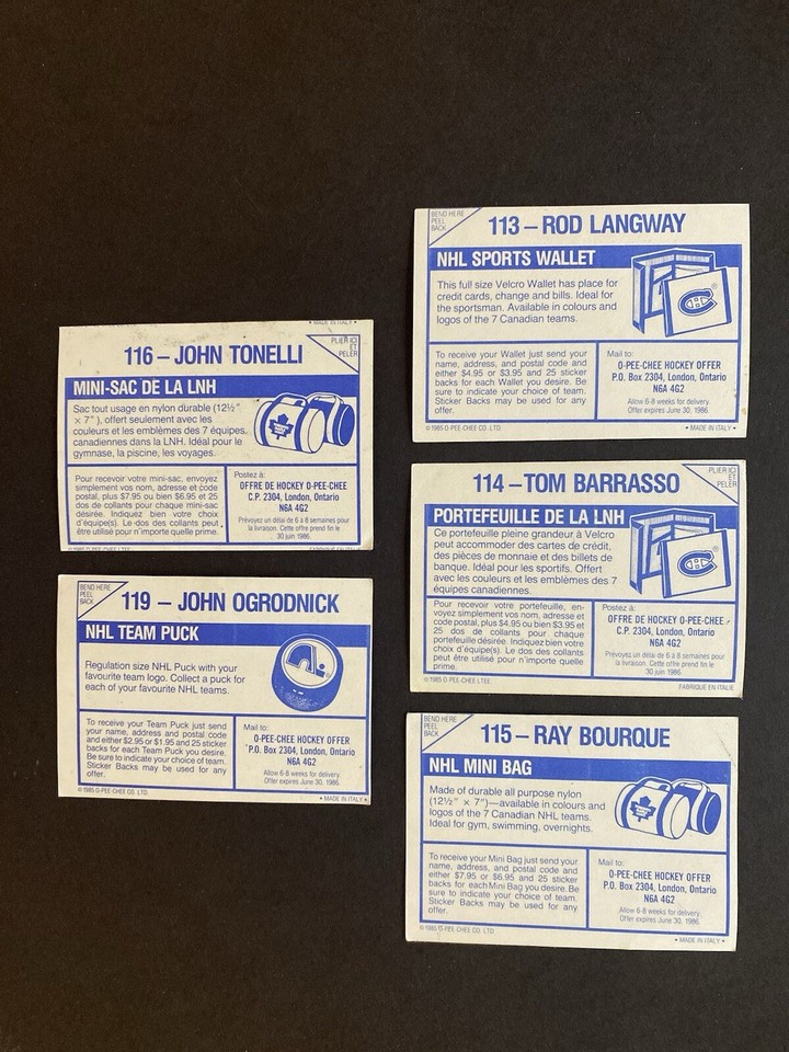 1985-86 O-PEE-CHEE HOCKEY STICKERS FOILS LOT OF 5 | eBay