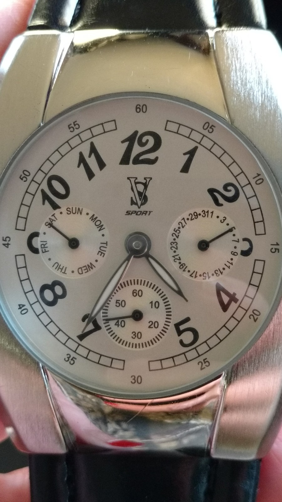 Mens VS Sport Watch Day Date Sub Second Water Resistant 30M Unworn ...