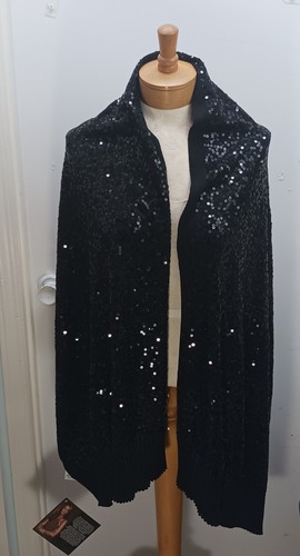 Iman Global Chic Scarf Wrap Shawl Black w Sequins Viscose Cotton 70" x ...