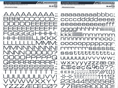 MECANORMA Transfer Lettering Sheet 38.48 CLN #748 EUROSTILE EXTENDED 12 ...