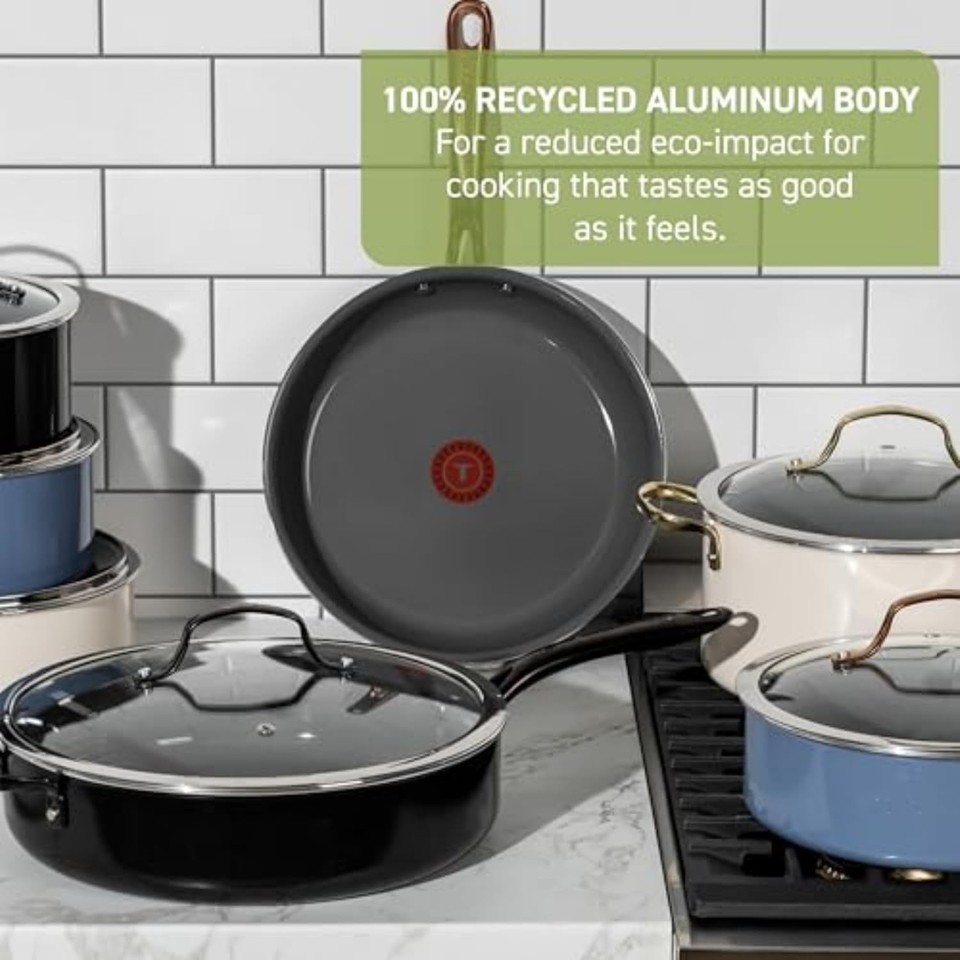 T-Fal Preserve Ceramic, Non stick Cookware Set 13-Piece, Oven & Broiler ...