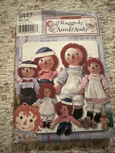 Simplicity 9447 Raggedy Ann & Andy 15" 26" & 36" Doll and Clothes ...