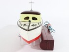 Vintage White Yellow Red Remote Controlled Battery Cabin Cruiser Wooden ...