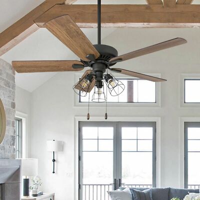 Rustic Ceiling Fan with Lights Farmhouse Fixture Remote Chandelier ...