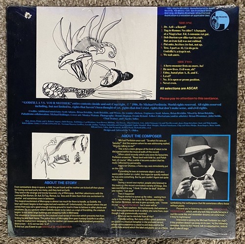 SEALED - Godzilla vs Your Mother Soundtrack - Michael Perilstein - 1985 ...