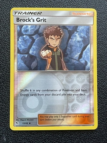 POKEMON BROCK'S GRIT #53/68 UNCOMMON REVERSE HOLOFOIL HIDDEN FATES NM ...