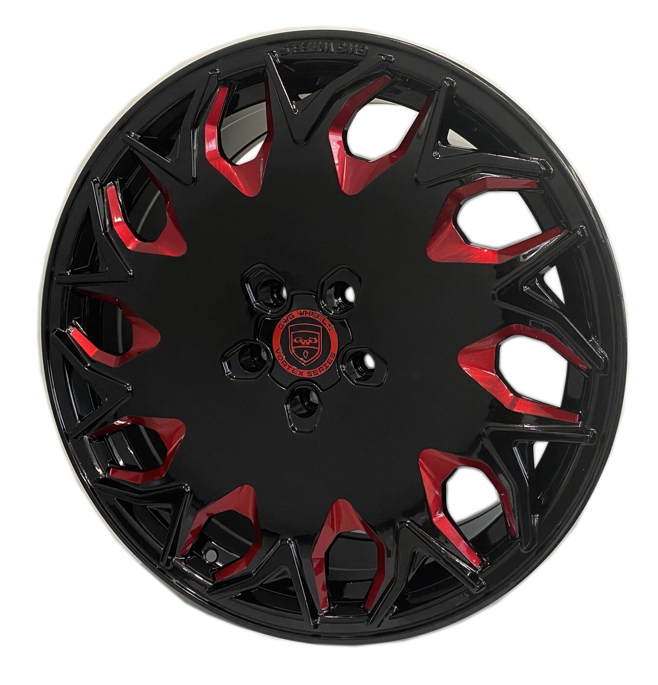 4 GV06 20 inch Staggered Black Red Mill Rims fits 5x108 ET20/25 CB74.1 ...