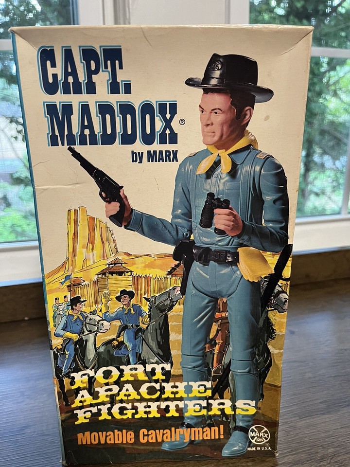 1974 Marx Johnny West Capt. Maddox Box Complete Accessories Fort Apache ...