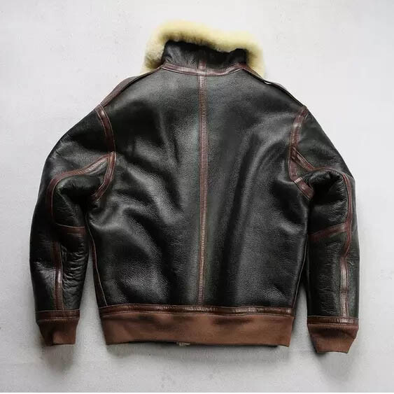 Men's G-1 Aviator Bomber Jacket - Real Sheepskin Shearling Leather ...
