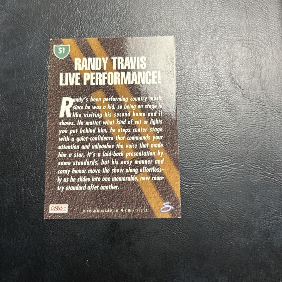 Jb16 CMA 1993 Country Gold #51 Randy Travis Sterling Live Performance ...
