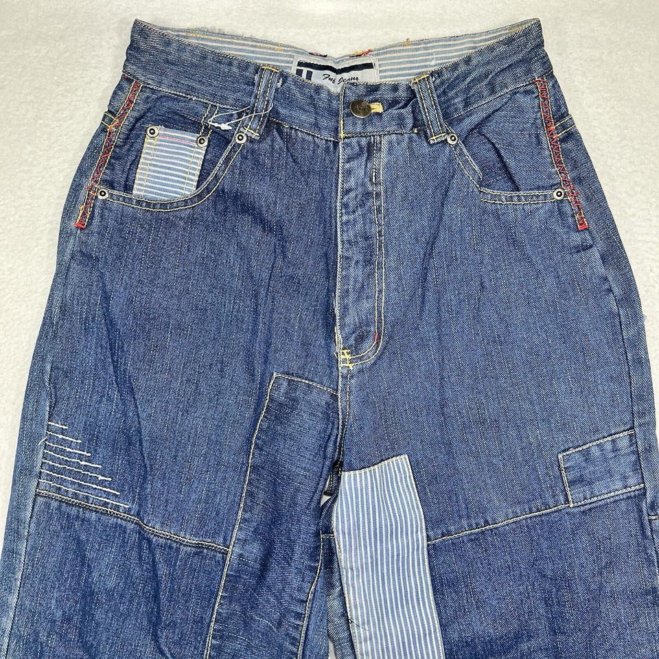 90s FNF Wide Leg Denim Jeans Y2K Patch Heavyweight Streetwear Skate ...