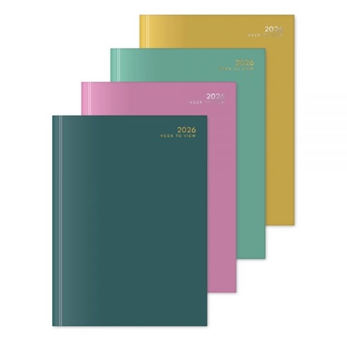 A4 2026 Colour Block Diary - Week To View Assorted Lined Dates ...
