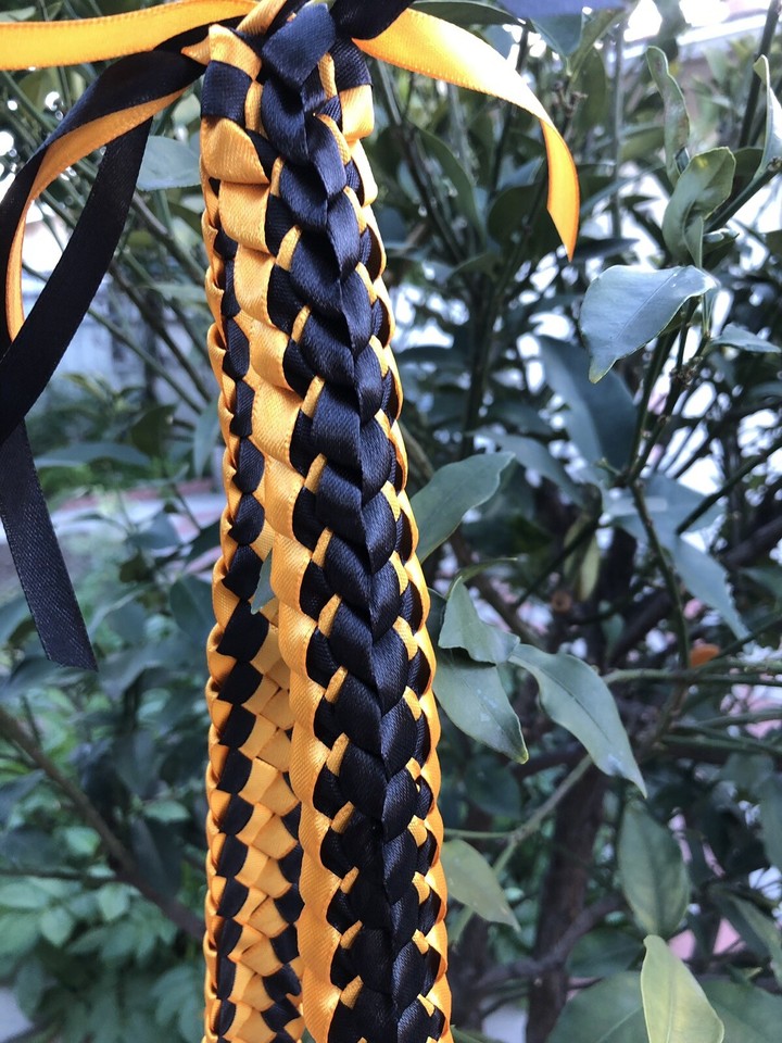 Black & Gold Ribbon Double Ribbon Graduation Lei (Custom orders ...
