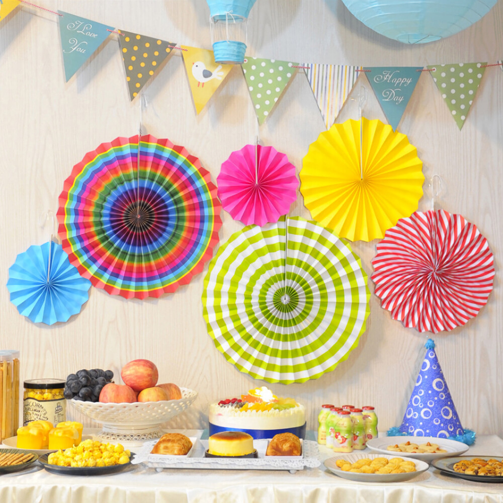 TtS MultiColor 6x Paper Fan Flowers Wedding Birthday Tissue Paper Table ...