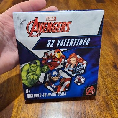 Marvel Avengers Valentines Day Cards 32 with 48 Heart Seals School Kids ...