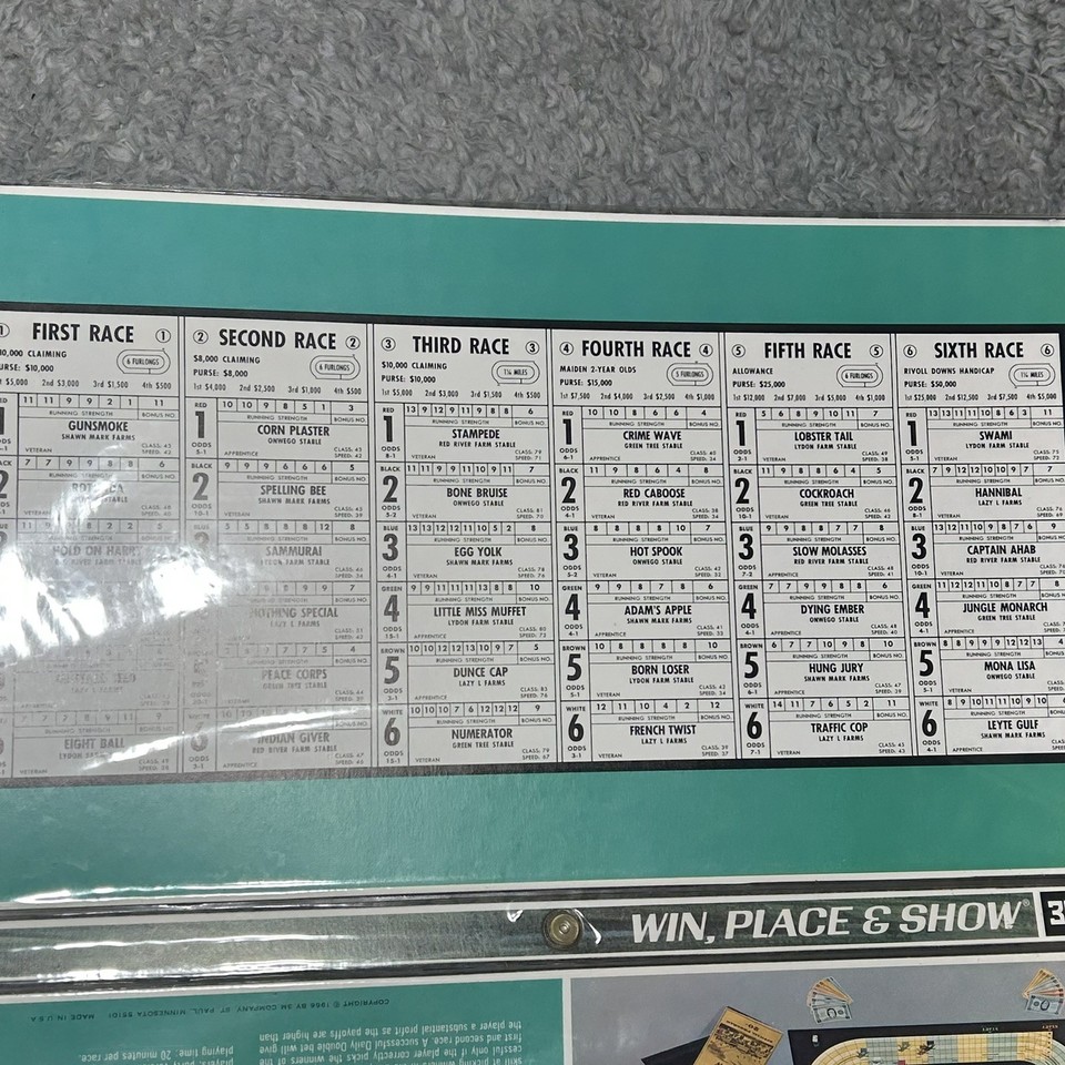 Vintage WIN, PLACE & SHOW 3M Horse racing Sports Game Complete Set 1966 ...