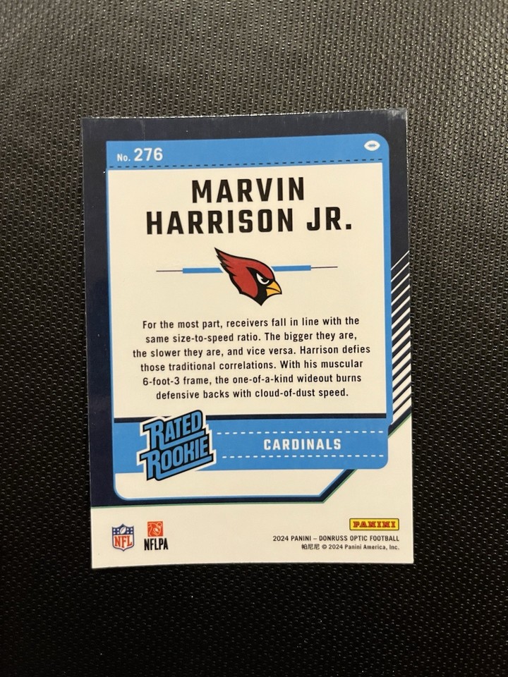 Marvin Harrison Jr. 2024 Donruss Optic Base Rated Rookie RC #276 ...
