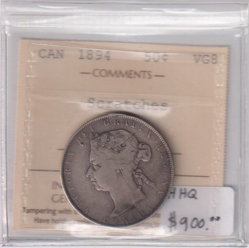 1894 Canada 50 Cent ICCS Silver Coin Scratches VG inv#1620 | eBay