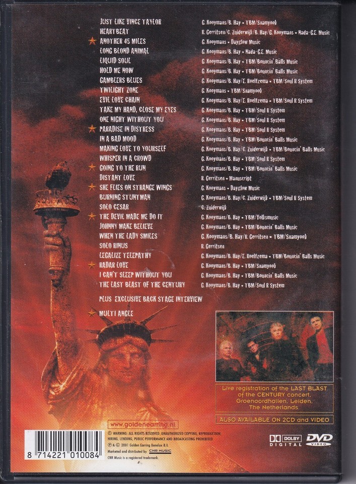 DVD GOLDEN EARRING last blast of the century DVD EX (DV2810) | eBay