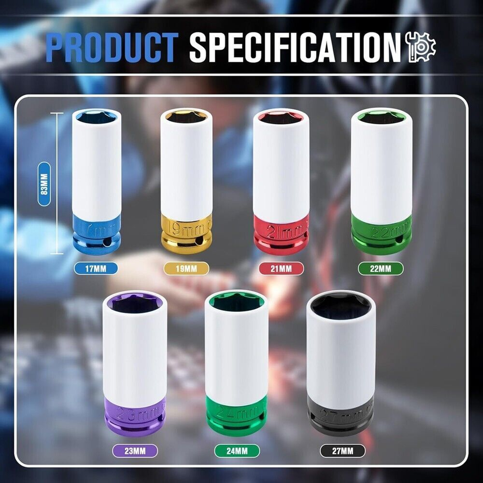 New 1/2" Drive Wheel Protector Impact Socket, Thin Wall Deep Impact ...