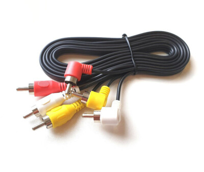 3RCA Angled Plug Male to Male Cable Stereo Audio Video AV Cord Elbow ...