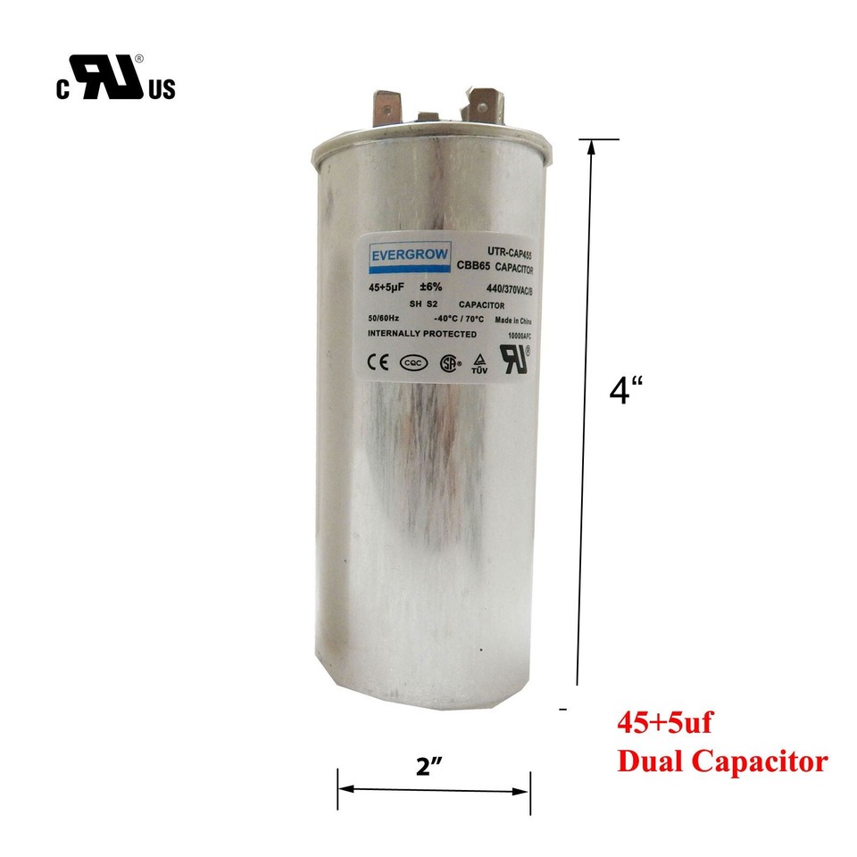 45+5 uF MFD 370-440 V AC High Quality Motor Dual Run Capacitor CBB65-R ...