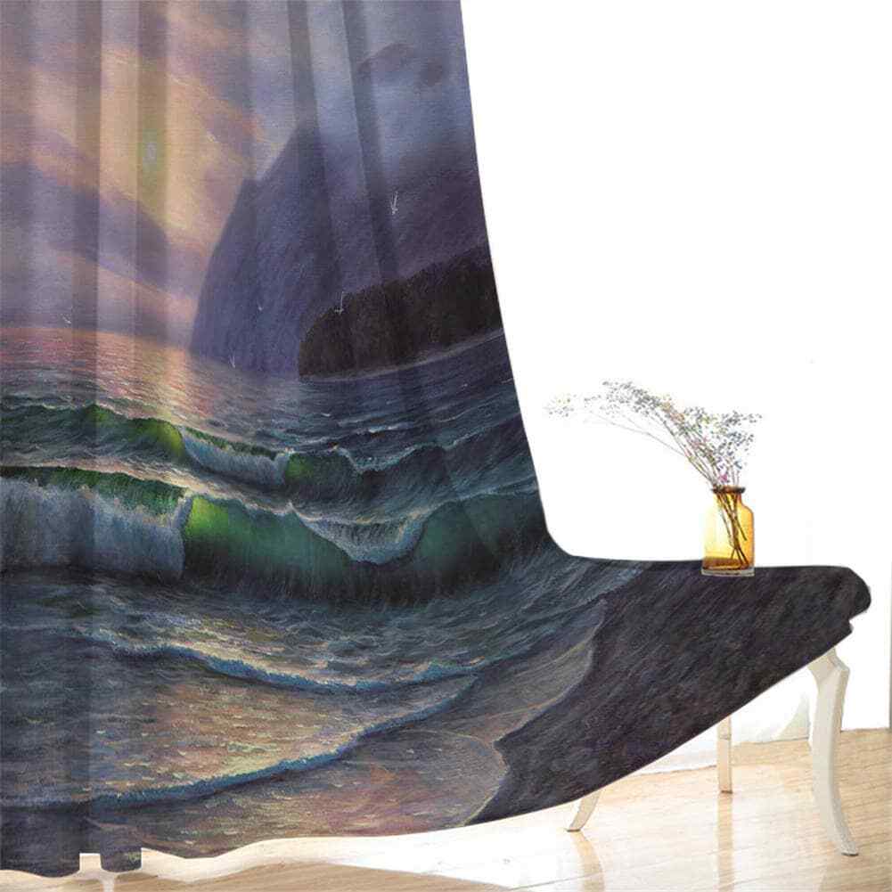 Unstable sea surface at high tide Printing 3D Blockout Curtains Fabric ...