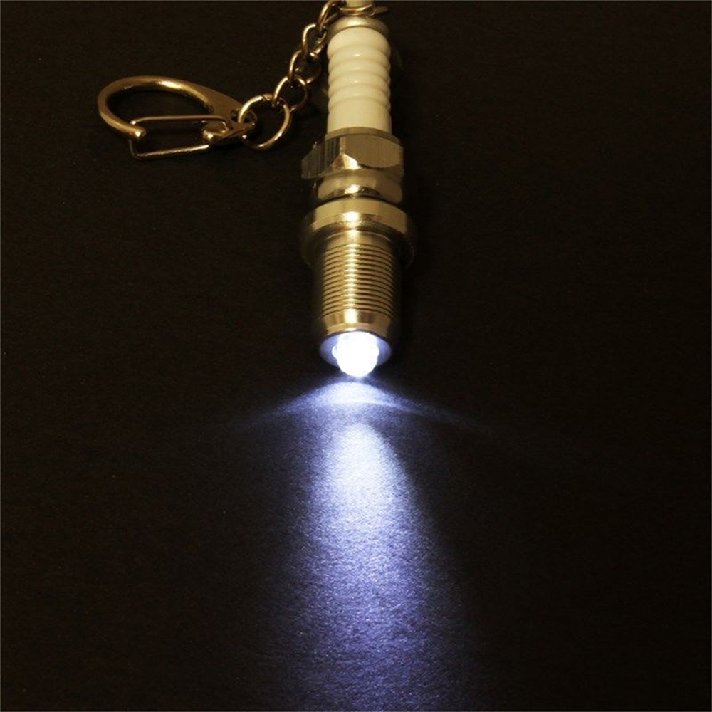 Fashion LED Key Chain Spark Plug Key Chain Keychain Car Parts Keyring ...