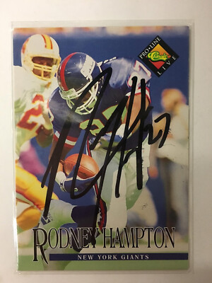 Rodney Hampton Signed New York Giants 1994 Pro-Line Live Football Card ...