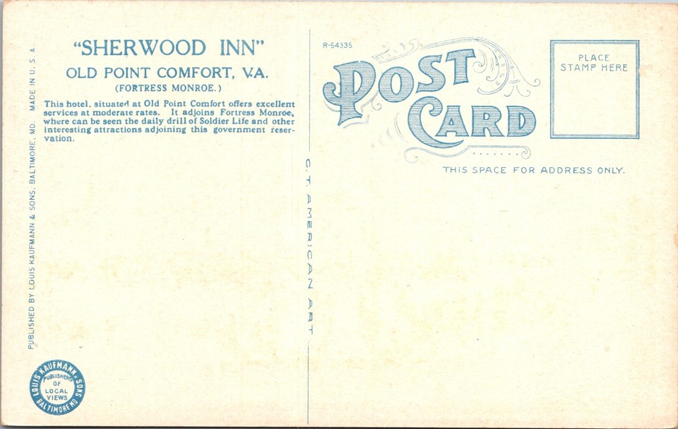 Vintage Postcard: IR SHERWOOD INN, OLD POINT COMFORT, Virginia Antique ...