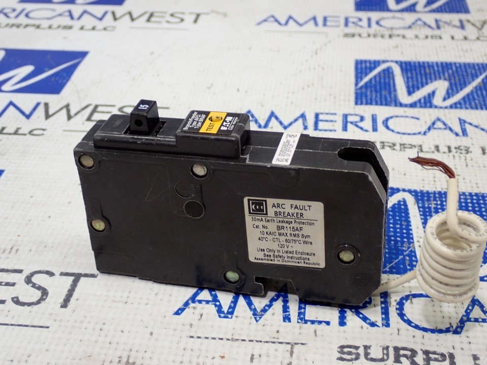 Eaton Cutler Hammer BR115AF 15 Amp 1 Pole 120V Arc Fault Circuit ...