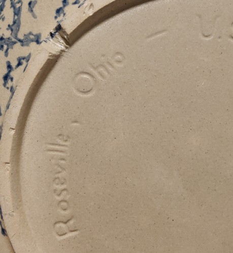 VTG Robinson Ransbottom Pasta Bowl Blue Spongeware 12 In RRP Co ...