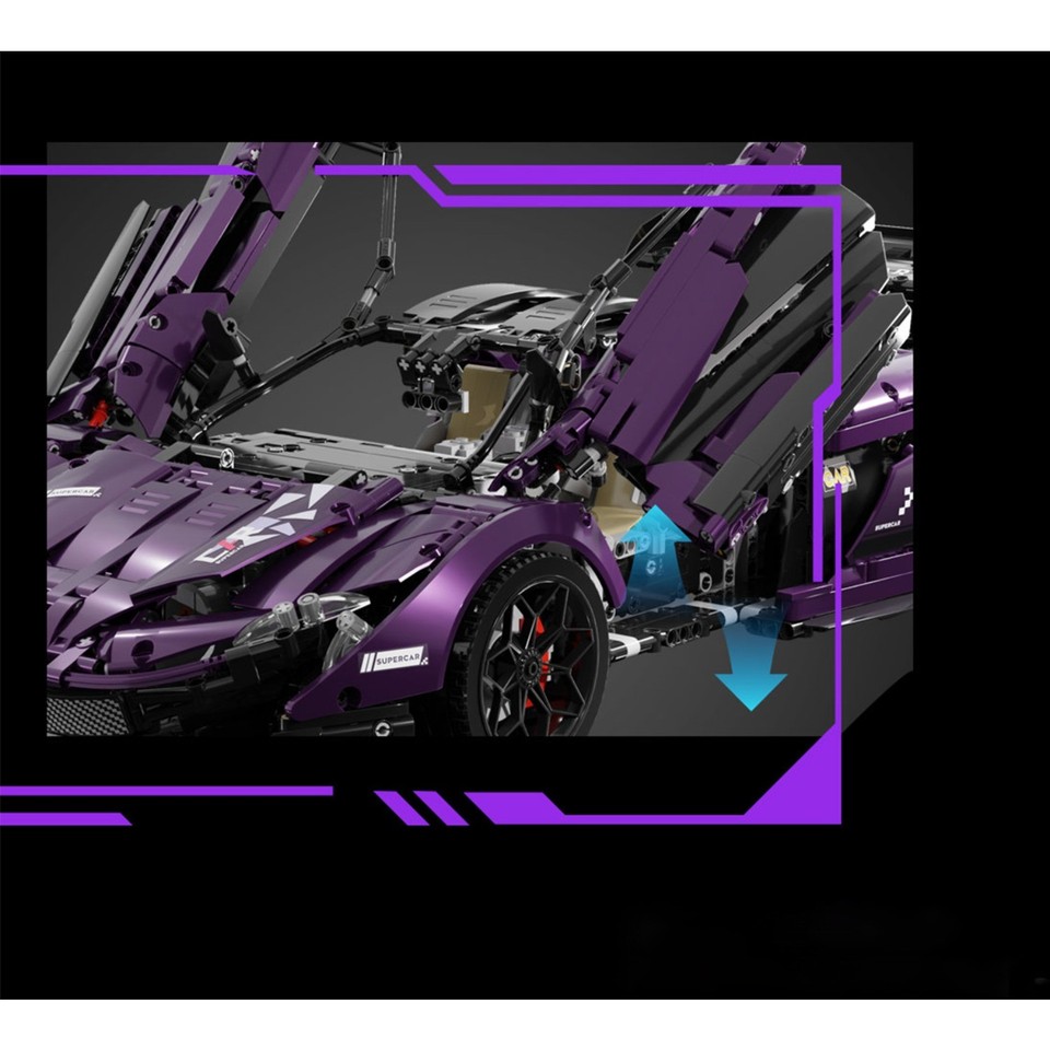 3500+PCS 1:8 Scale Purple Technology Supercar Building Block Kit ...