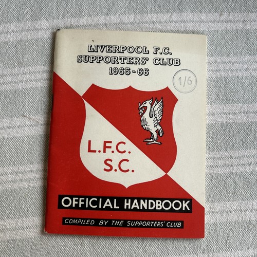 LIVERPOOL FC SUPPORTERS CLUB HANDBOOK 1965/1966 season - EXCELLENT ...