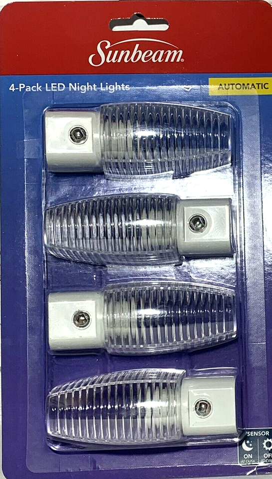 Sunbeam 4-Pack LED Automatic Wall Plug In Sensor Night Light Dusk to ...