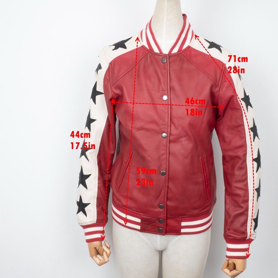 Goosecraft Women's Soft Touch Leather Red Button-Down Bomber Jacket ...