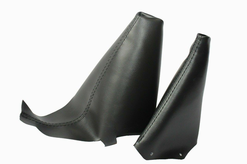 Real Leather Black Manual & EBrake Boot SET Fits 07-14 Mini Cooper R55 ...