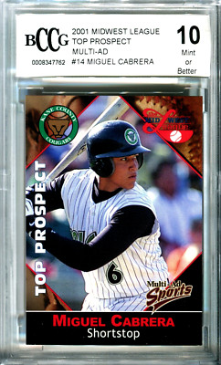 MIGUEL CABRERA 2001 Midwest League Kane County pre rookie BCCG 10 MINT ...
