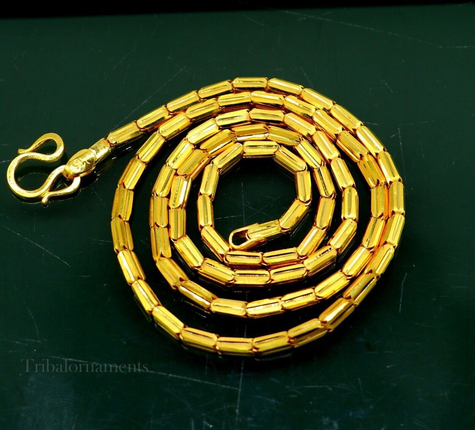 22kt 24 inches yellow gold handmade baht chain best gifting necklace ...