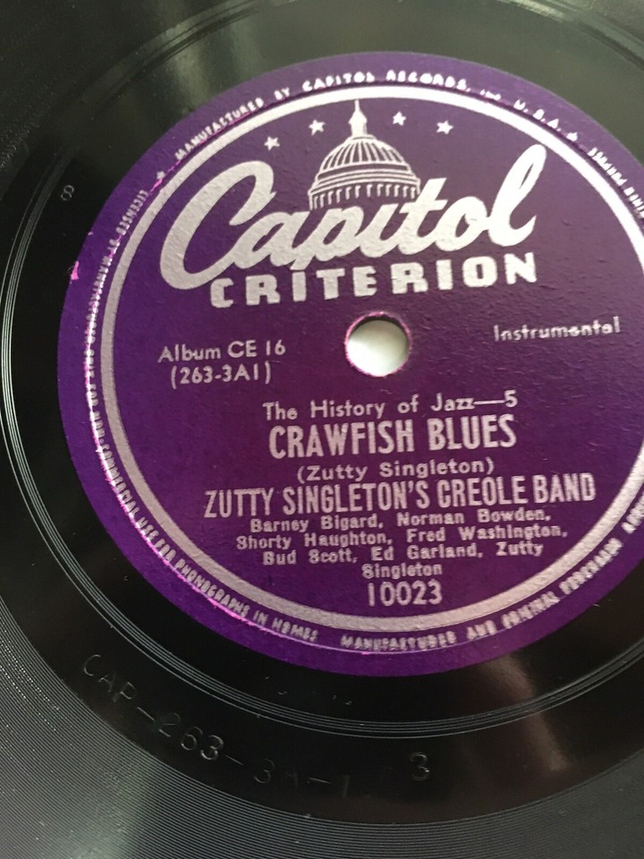 Zutty Singleton - Crawfish Blues, Eddie Miller, Cajun Love Song, 78 Rpm ...