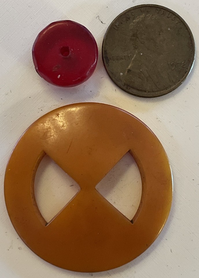 Lot Of 2 Antique Simplistic Red Orange Plastic Buttons Vintage ...