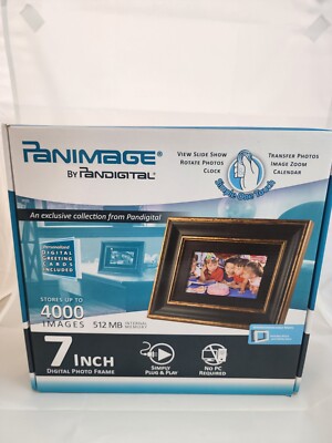 Pandigital Panimage 7" Digital Photo Frame Remote 4000 Images Black ...