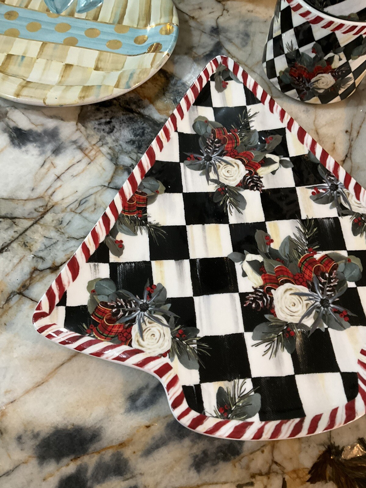 MacKenzie-Childs Scottish Bouquet Cookie Plate With Courtly Check for ...