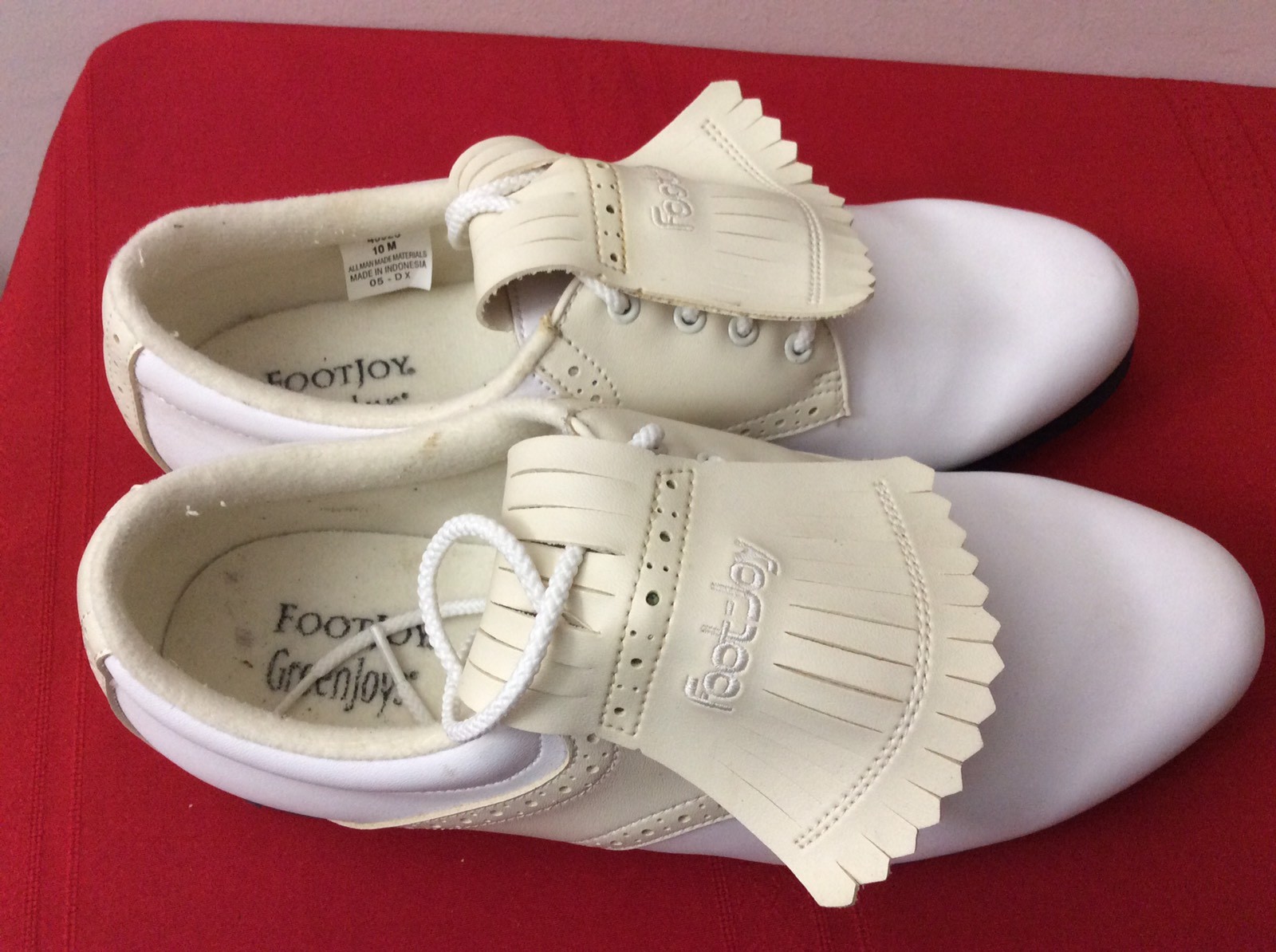 Footjoy Greenjoys Womens Golf Shoes Size 10 M Lace Up with Kiltie Beige ...