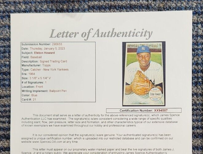 Rare ELSTON HOWARD Yankees Hand Signed 1964 TOPPS GIANT NRMT-MINT Card ...